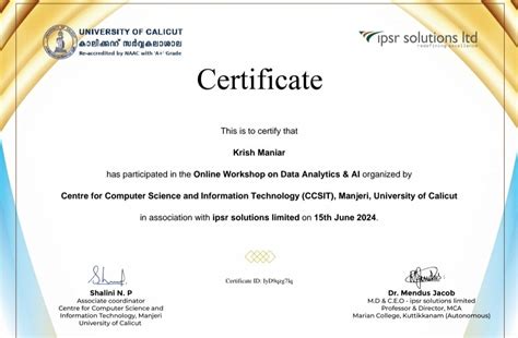 Krish Maniar On Linkedin Dataanalysis Ai Tableau Powerbi Ccsit Universityofcalicut