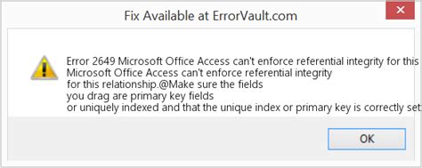 how to fix error 2649 microsoft office access can t enforce