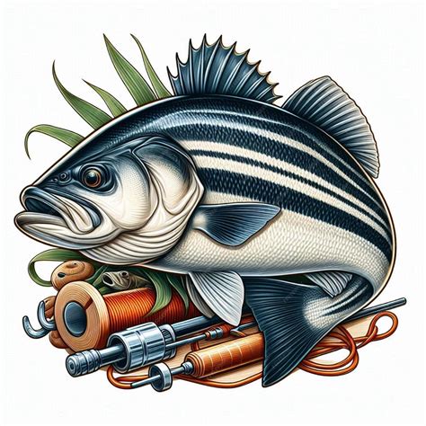 줄무 바스 물고기 터 만화 일러스트레이션 프리미엄 Ai 생성 벡터