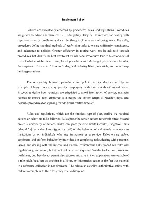 Implement Policy Implement Policy Policies Are Executed Or Enforced