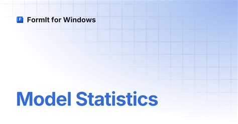 Model Statistics Formit For Windows