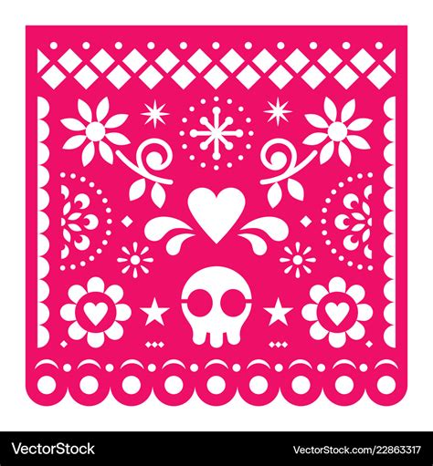 Mexican Papel Picado Template Design Vector Image On
