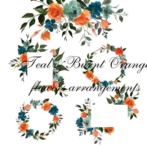 Teal Flowers Etsy