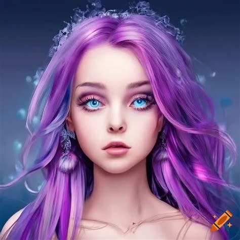 Girl With Purple Hair And Ice Blue Eyes On Craiyon
