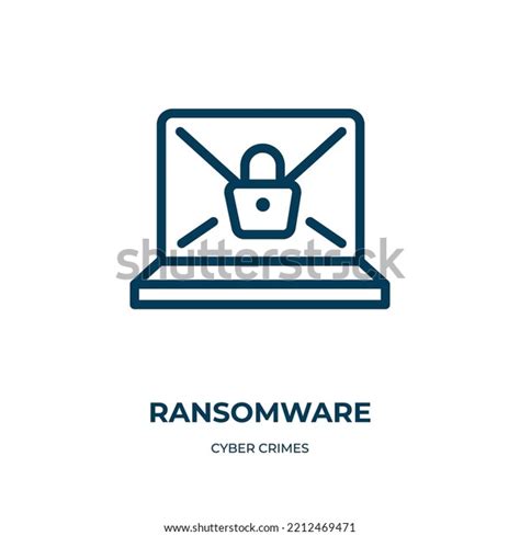 Ransomware Icon Linear Vector Illustration Cyber Stock Vector Royalty Free 2212469471