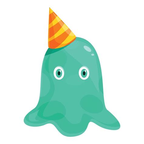Cute Green Monster Wearing A Party Hat Celebrating A Birthday 48456125