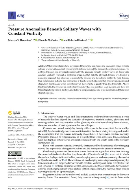 Pdf Pressure Anomalies Beneath Solitary Waves With Constant Vorticity