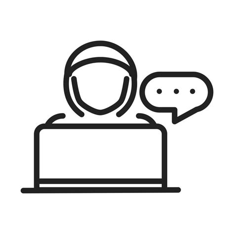 Cyber Security And Information Or Network Protection Hacker With Laptop Line Style Icon 2583034