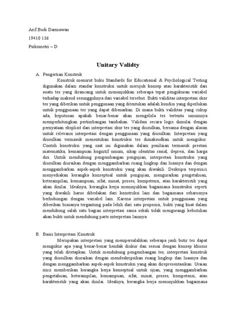 Unitary Validity Pdf Karier And Perkembangan Sains And Matematika