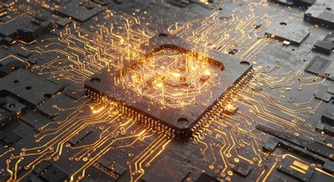 Glowing Microchip Circuit Board Advanced Technology And Digital Innovation Stock Illustration