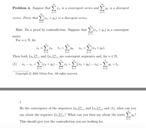 solved problem 4 suppose that 〉 in is a convergent series