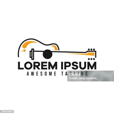 기타 악기 로고 음악 로고 템플릿에 적합합니다 벡터 일러스트 플랫 컬러 스타일 기타 현악기에 대한 스톡 벡터 아트 및 기타 이미지 기타 현악기 로고 벡터 Istock