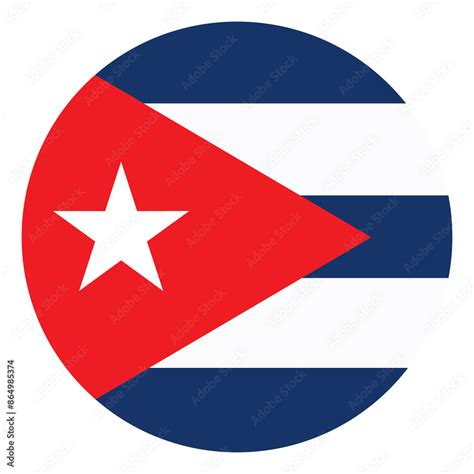 Circle Badge Cuba Flag Button Vector Illustration Isolated Caribbean State National Symbol