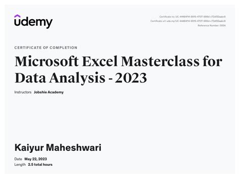 Kaiyur Maheshwari On Linkedin Another New Certification Microsoft Excel Master Class For Data