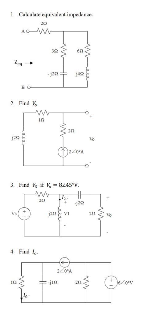 Solved 1 Calculate Equivalent Impedance 2Ω 3Ω 6Ω Zeq J2Ω