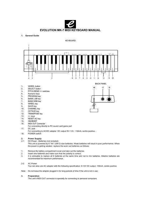 Evolution Mk 7 Midi Keyboard Manual M Audio