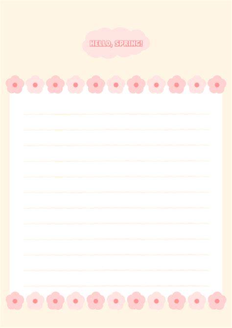 안녕 봄 꽃 일러스트 편지지 디자인 템플릿 편지지 디자인 템플릿 편지지