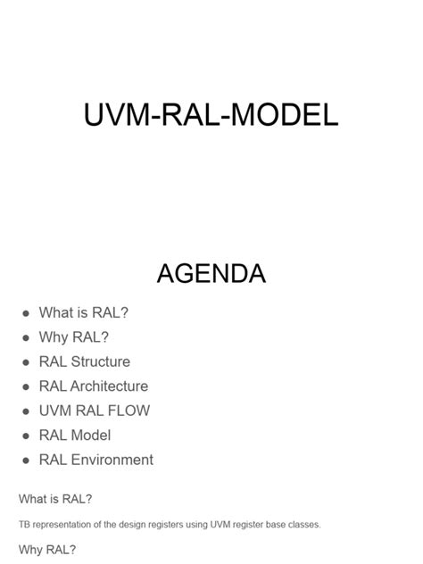 Uvm Ral Model Pdf