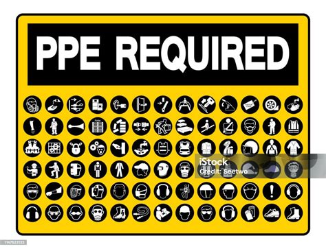 필요한 개인 보호 장비 기호 안전 아이콘 벡터 일러스트 레이 션 개념에 대한 스톡 벡터 아트 및 기타 이미지 개념 건설 산업 건축 Istock
