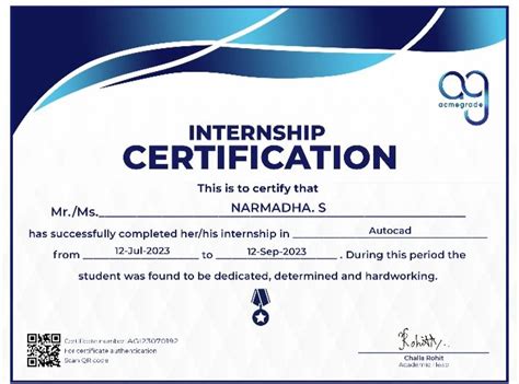 Narmadha S On Linkedin Excited To Share My Autocad Internship Certificate On Linkedin