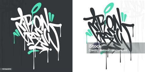 플랫 추상 힙합 손 필기 어반 스트리트 아트 그래피티 스타일 단어 아이언 크루 벡터 일러스트 레이션 아트 거리에 대한 스톡 벡터