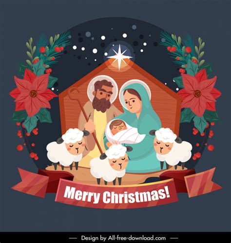 Cartoon Nativity Scene Merry Christmas