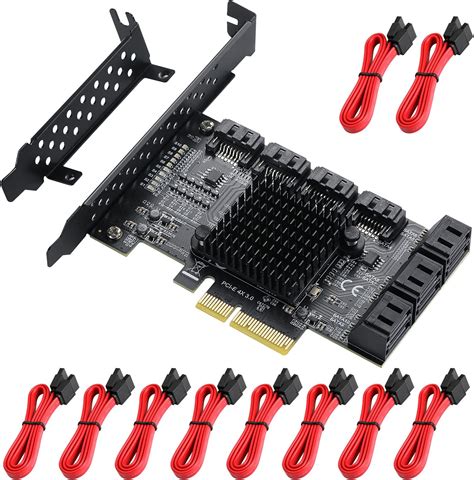 MZHOU PCI-E SATA Erweiterungskarte,10 Port PCI Express SATA Controller ...