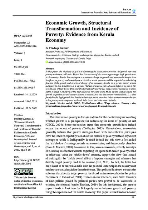 Pdf Economic Growth Structural Transformation And Incidence Of
