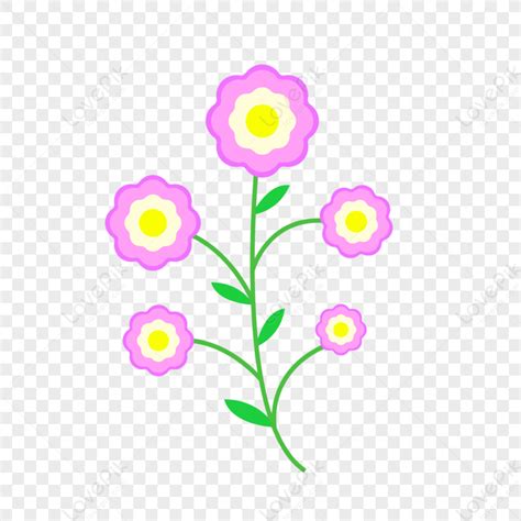 보라색 꽃 노란색 꽃 봄 꽃클립 아트아름다운 Png 일러스트 무료 다운로드 Lovepik