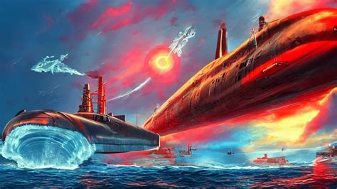 Nuclear Submarine And Giant Squid Vivid Colors Stable Diffusion OpenArt