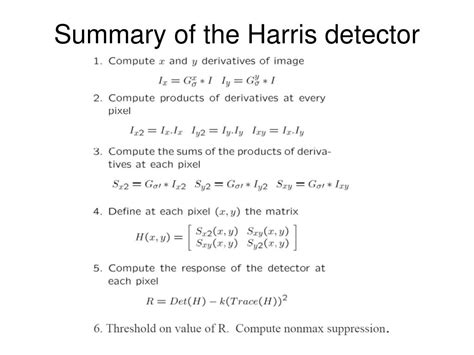 Ppt Harris Corner Detector And Scale Invariant Feature Transform Sift Powerpoint Presentation