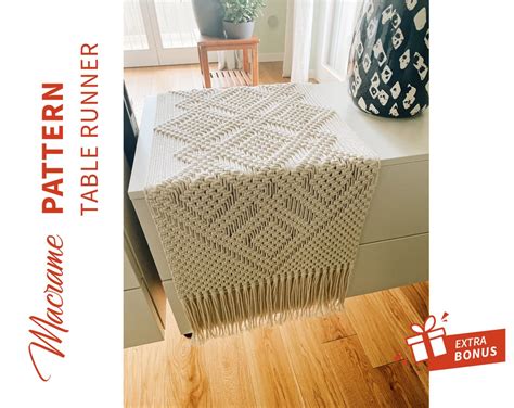 TABLE RUNNER Pattern Macrame Tutorial Lamoli DIY Macrame Boho Pdf Pattern Instruction