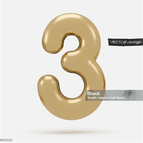 황금 아이콘 3d 렌더링 번호 3 3 기호 사실적인 디자인 요소 엽서 아이콘 포스터 배너 웹 디자인 예술에 대 한 흰색 배경에