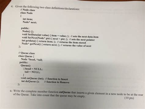 Solved Given The Following Two Class Chegg