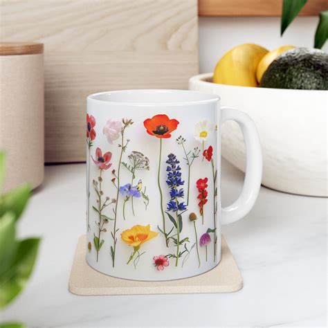 Flowers Mug Exotic Wildflowers Coffee Mug Flower Garden Lover T