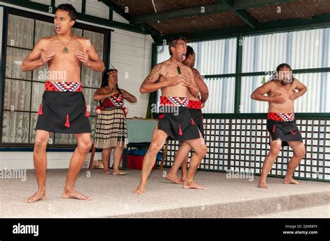 Maori Dancers Dressed In Their Traditional Dance Dress At A Cultural