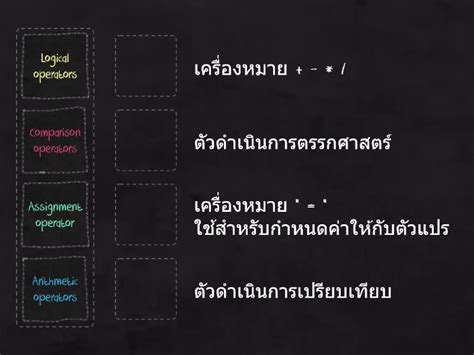 ตัวดำเนินการในภาษา Python Match Up