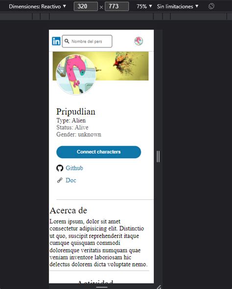 github diegofergamboa linkedin rickyandmorty página web de linkedin en layout mobile tablet
