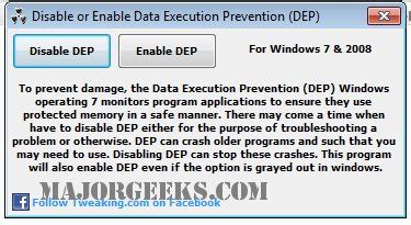 Download Tweaking Com Disable Or Enable Data Execution Prevention