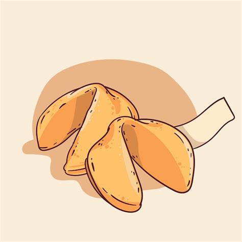 손으로 그린 포춘 쿠키 그림 프리미엄 벡터