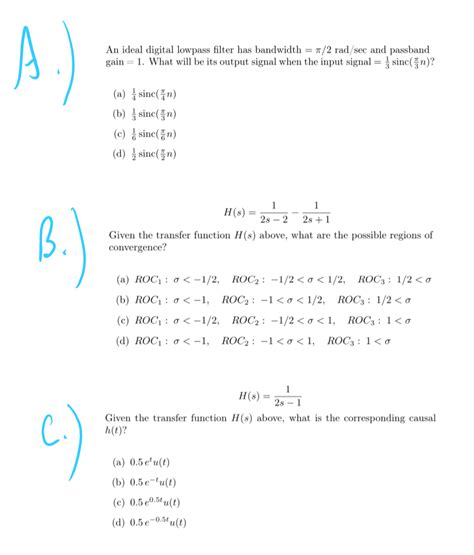 Solved An Ideal Digital Lowpass Filter Has Bandwidth 7 2