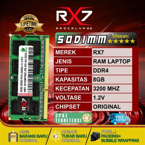 Jual Memory Sodimm Rx7 8gb Ddr4 3200mhz Shopee Indonesia