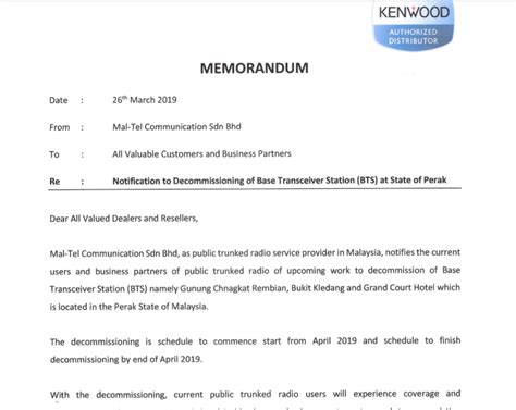 Mal Tel Decommission Perak Trunk Radio Station We Value