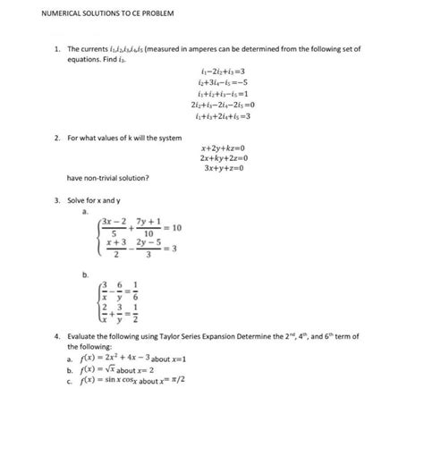 Solved Numerical Solutions To Ce Problem 1 The Currents