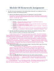 Module 08 Homework Assignment Docx Module 08 Homework Assignment Use The Information Presented