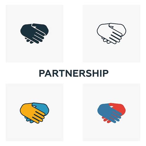 Набор иконок партнерства четыре элемента в разных стилях из коллекции рекламных иконок иконки
