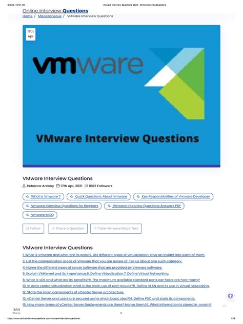 Vmware Interview Questions 2023 Onlineinterviewquestions Pdf