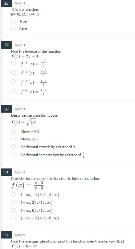 Solved Points This Is A Function True Chegg Com