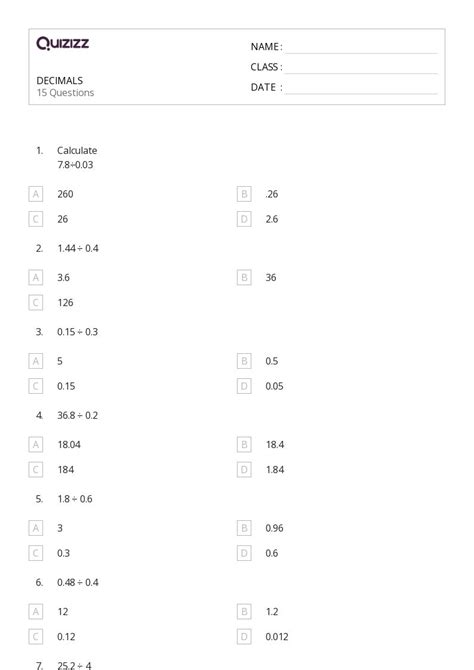 50 Decimals Worksheets For 2nd Class On Quizizz Free And Printable