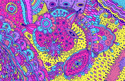 네온 Trippy 화려한 낙서 개요 추상적 인 패턴 꽃 보헤미안 절충주의 추상 적 장식 환각 질감 벡터 일러스트레이션 0명에 대한 스톡 벡터 아트 및 기타 이미지 Istock